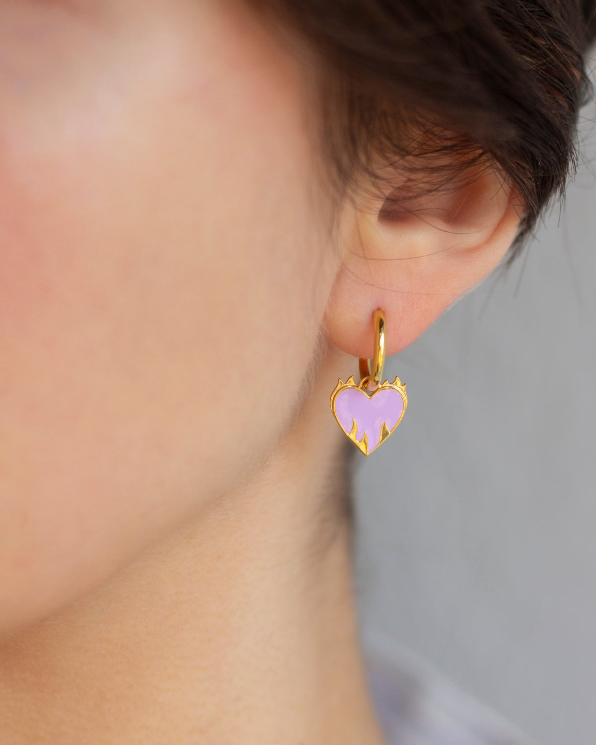 Pink heart hoop earrings store